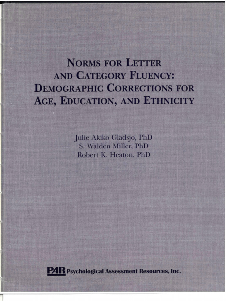 Norms For Letter and Category Fluency - Gladsjo Akiko Heaton - 1999 | PDF