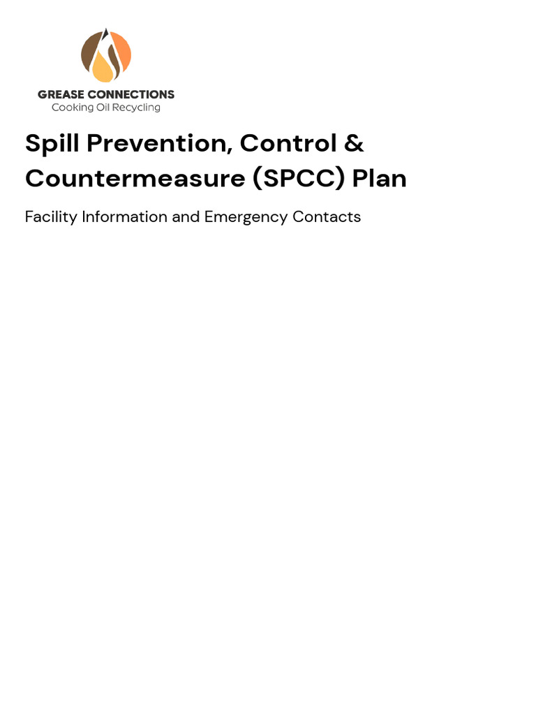 Spill Prevention, Control & Countermeasure (SPCC) Plan | PDF