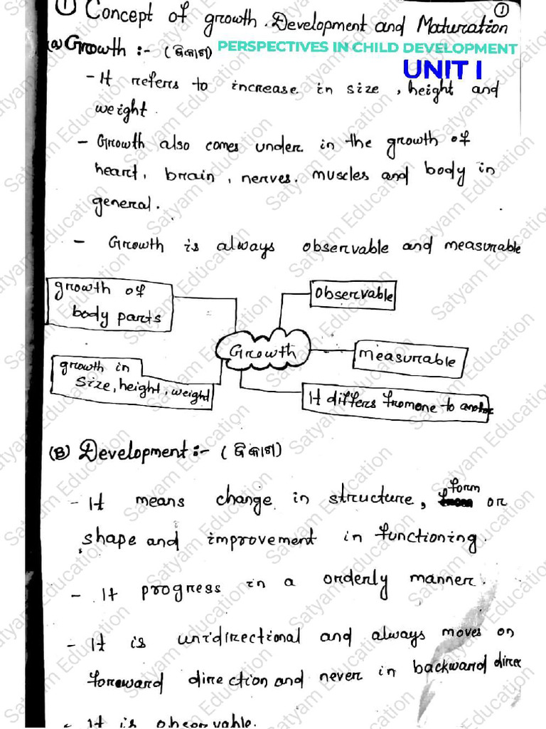 Child Dev. Note Unit 1 Satyam Education | PDF