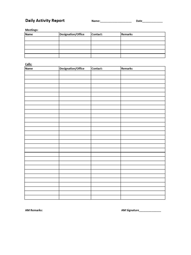 Daily Activity Report Format | PDF