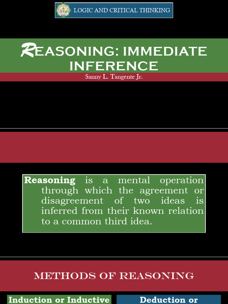 Reasoning Immediate Inference | PDF | Proposition | Deductive Reasoning