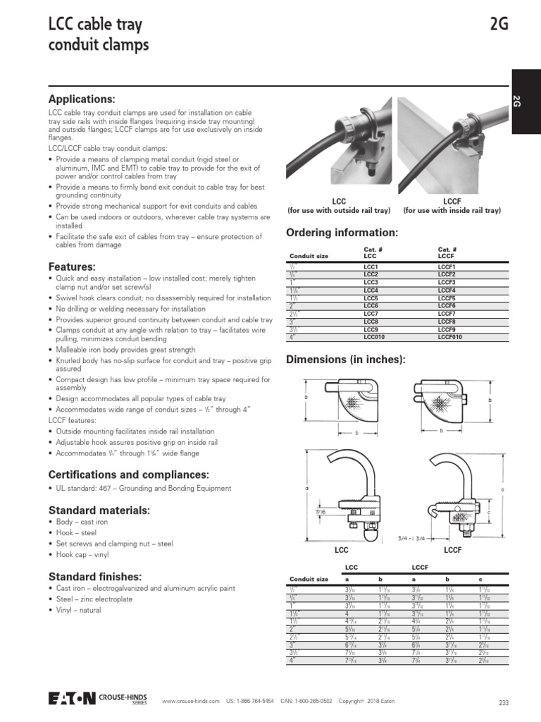 Cable Tray Conduit Clamp Crouse Hinds | PDF | Mechanical Engineering ...