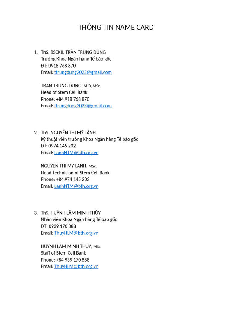 Thông Tin Name Card | PDF