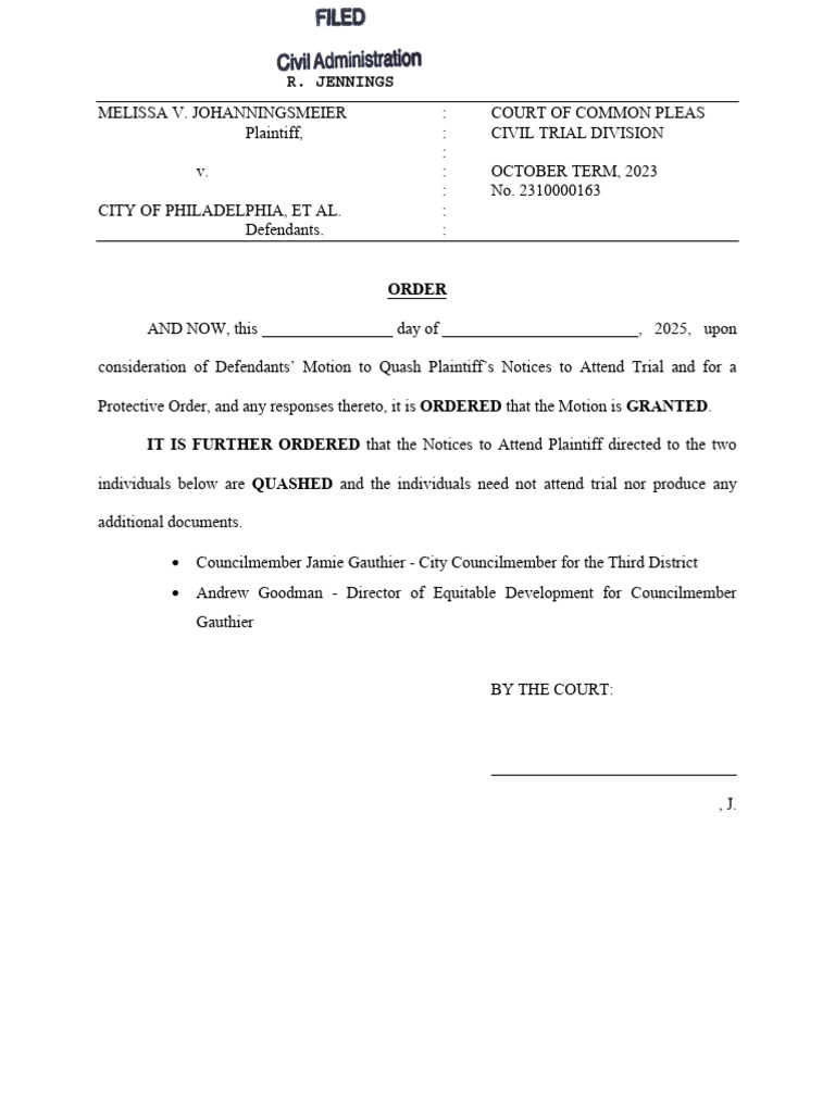Motion to Quash Trial Notices in Johanningsmeier Case | PDF ...
