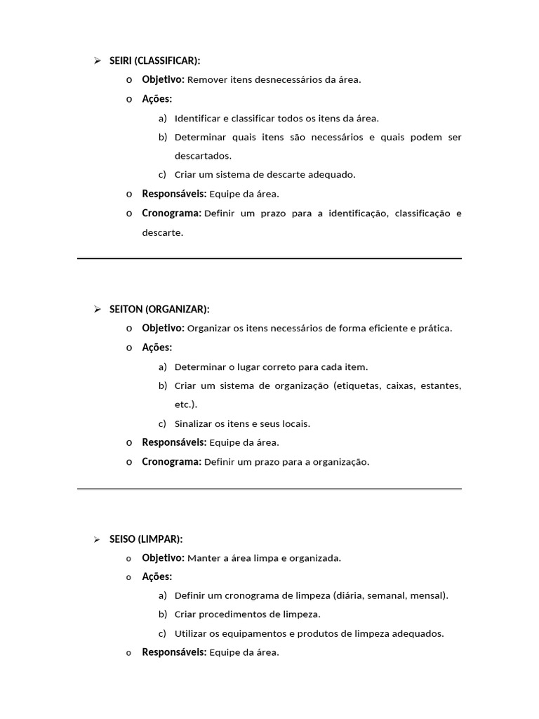 Implementação do Método 5S na Empresa | PDF