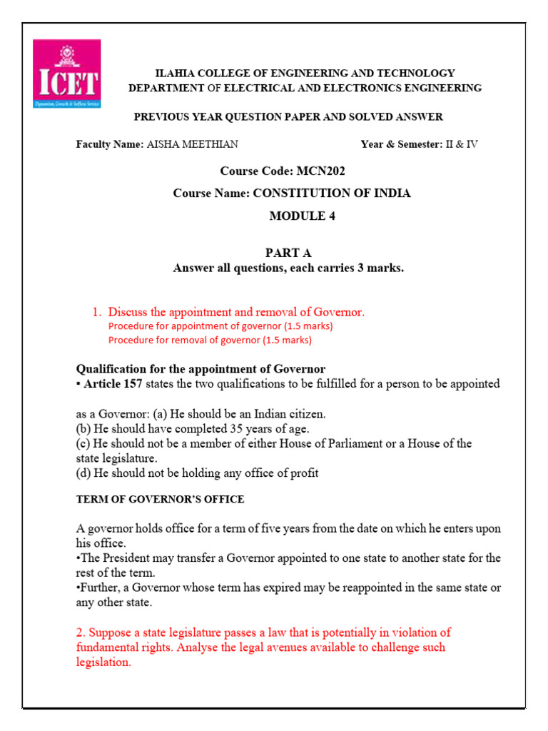 Module-4 Previous Year Question Paper and Solved Answer | PDF ...