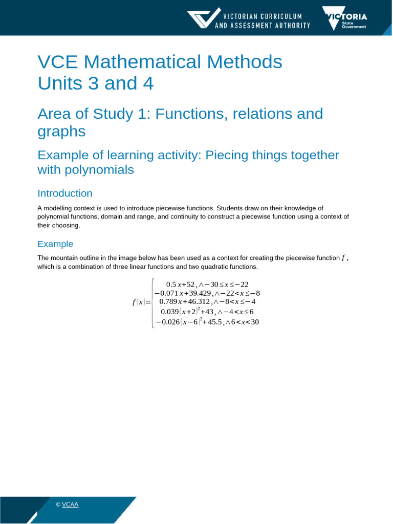 2023 Mathematical Methods Unit 3 and 4 Ao S1 Piecing Things Together With Polynomials | PDF ...
