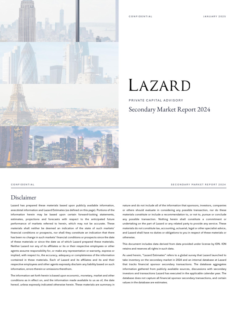 Lazard 2024 Secondary Market Report | PDF | Venture Capital | Corporate Finance