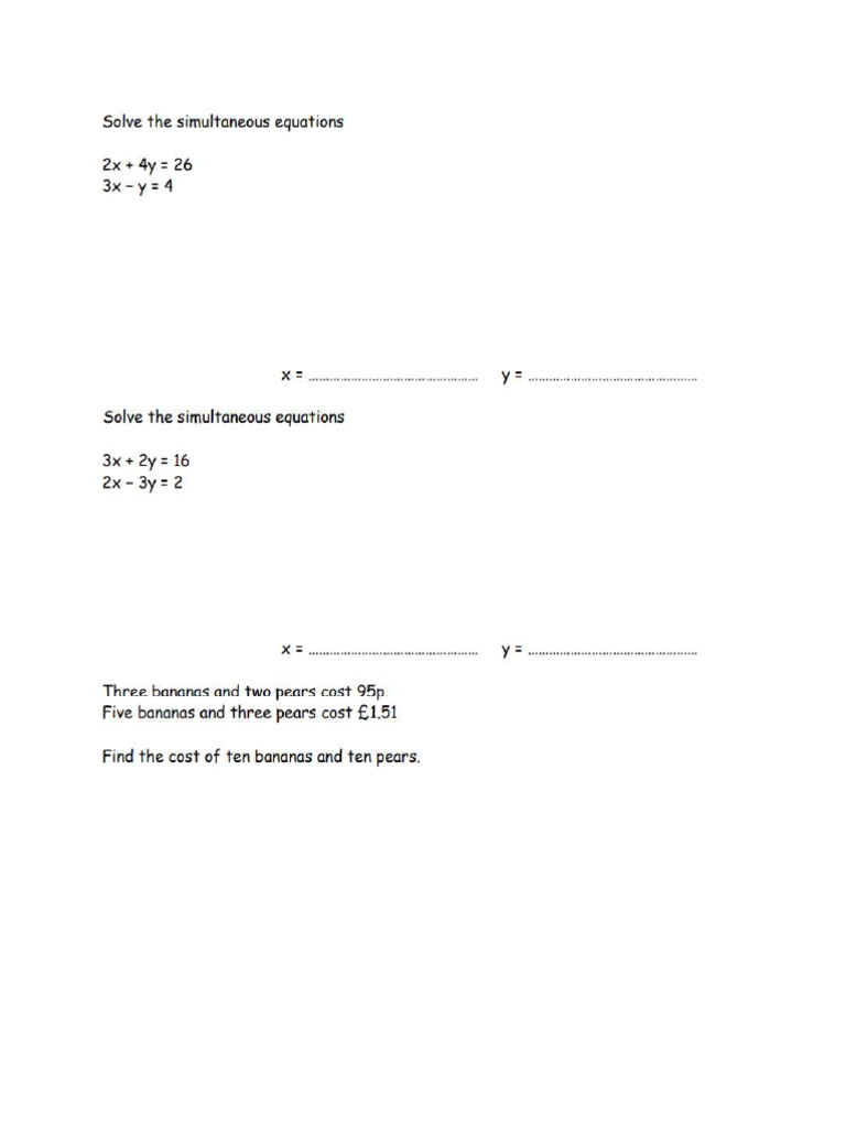 simultaneous equations | PDF