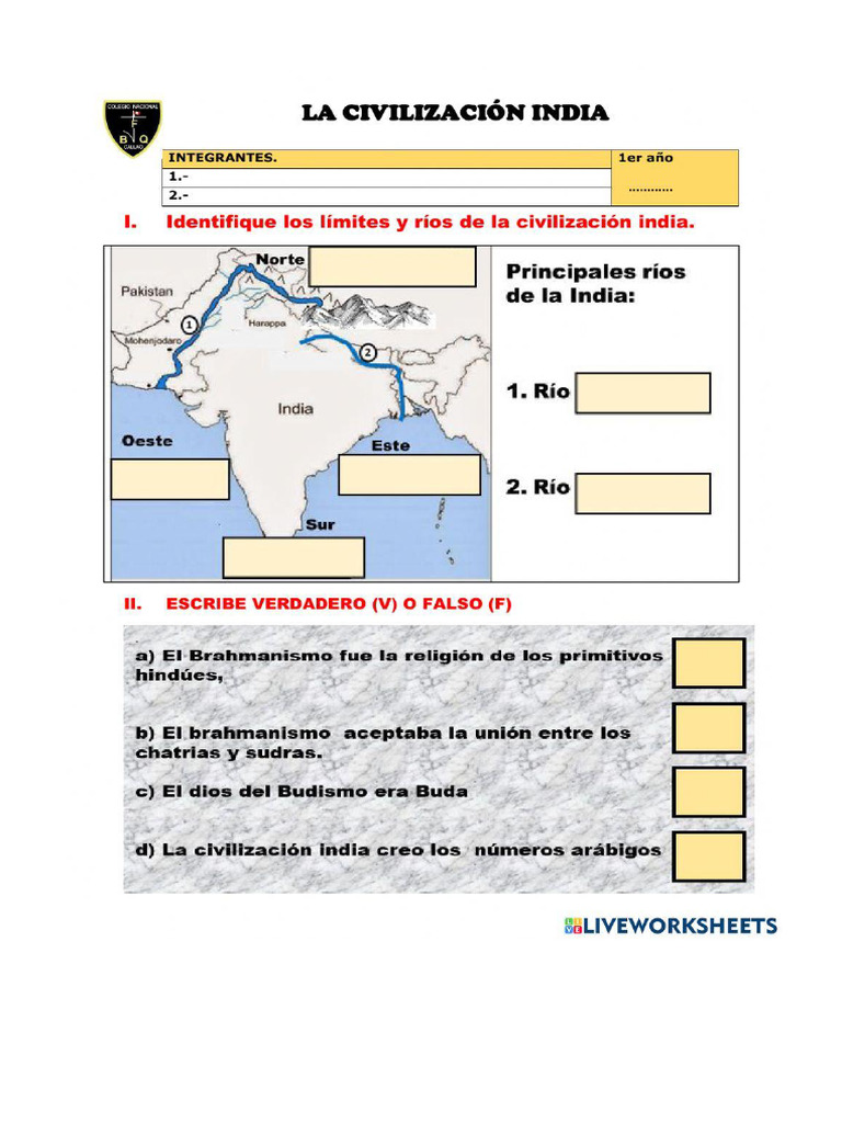 India Worksheet | PDF