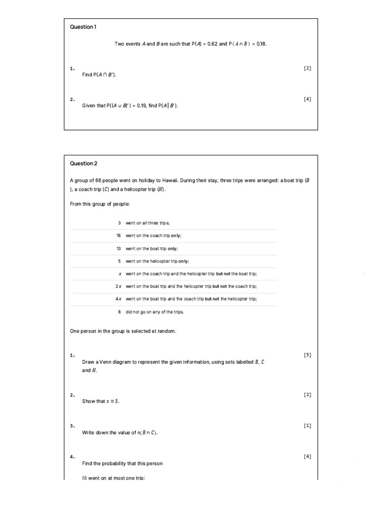 Venn Diagram Exam Questions | PDF