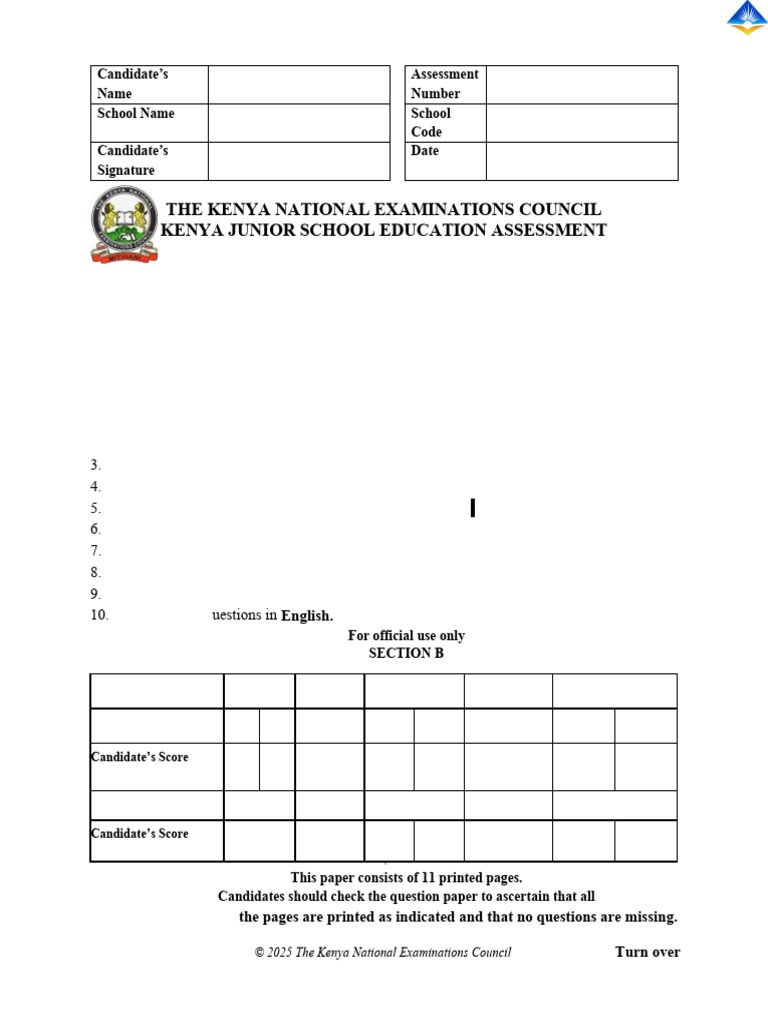 KJSEA Grade 9 CRE Sample Paper 2025 | PDF | Jesus | Moses