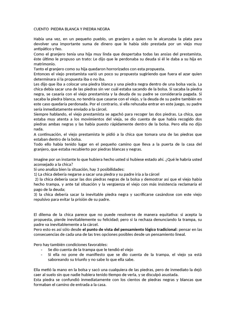 La elección de la piedra blanca y negra | PDF