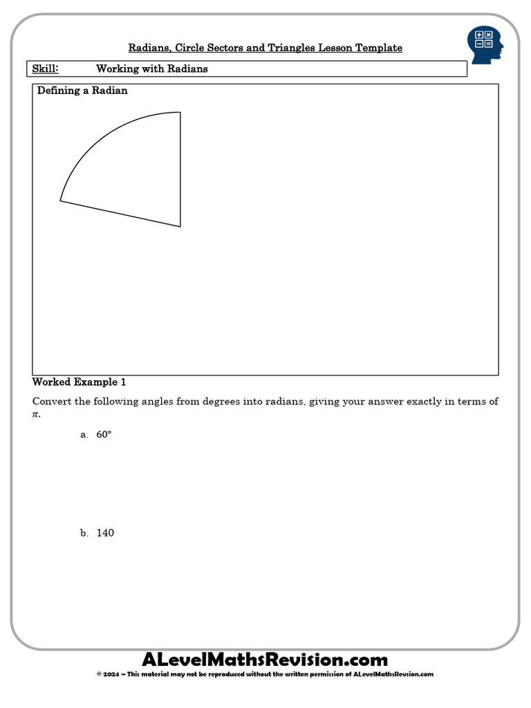 Working-With-Radians-Sn A LEVEL MATHS WORKSHEET | PDF