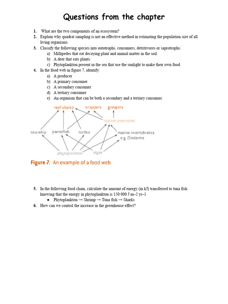 Ecosystem and Evolution Study Questions | PDF | Food Web | Reproduction