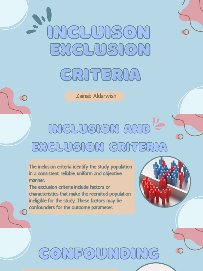 Inclusion and Exclusion Criteria Presentation | PDF