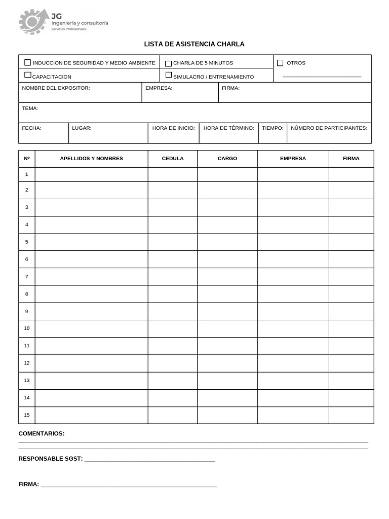 Formato de Asistencia A Charla | PDF