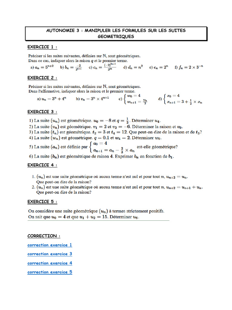 Autonomie3 Suites Géométriques | PDF