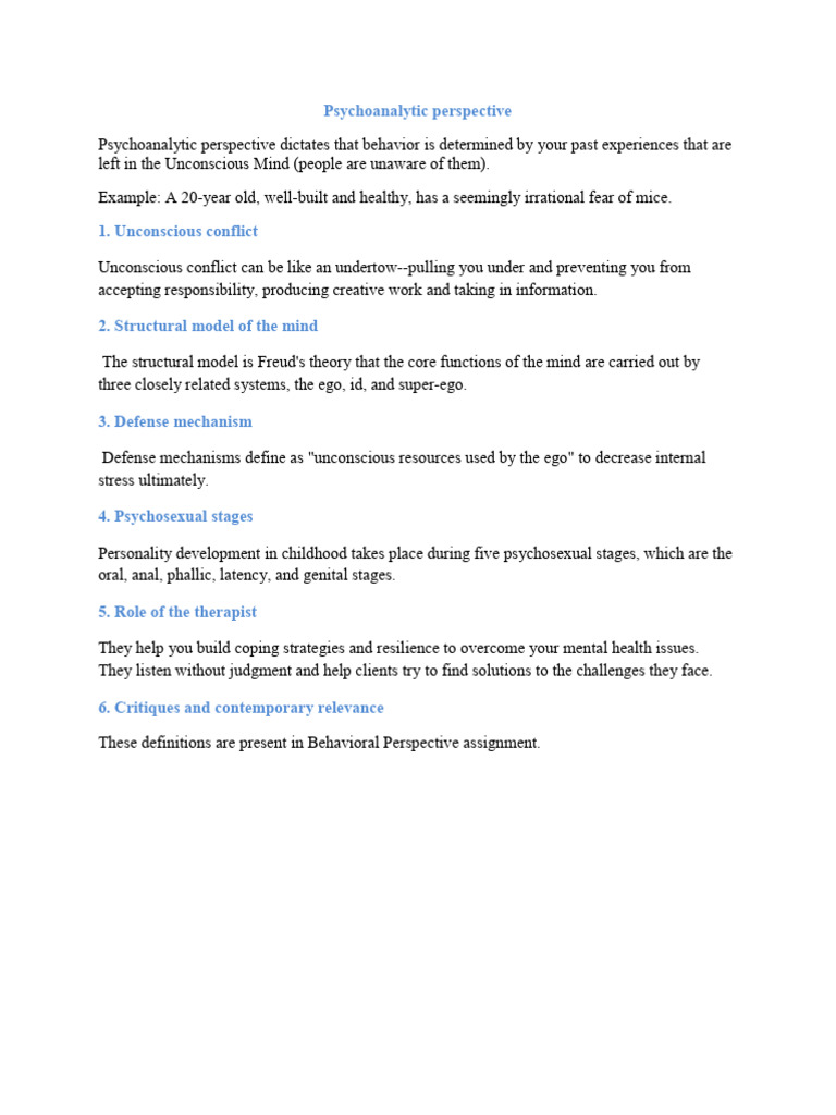 Psychoanalytic Perspective | PDF