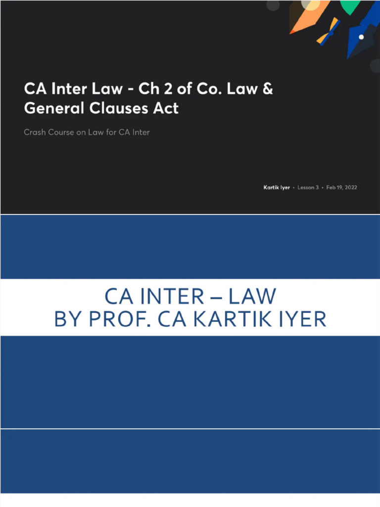 CA Inter Law CH 2 of Co Law General Clauses Act With Anno | PDF