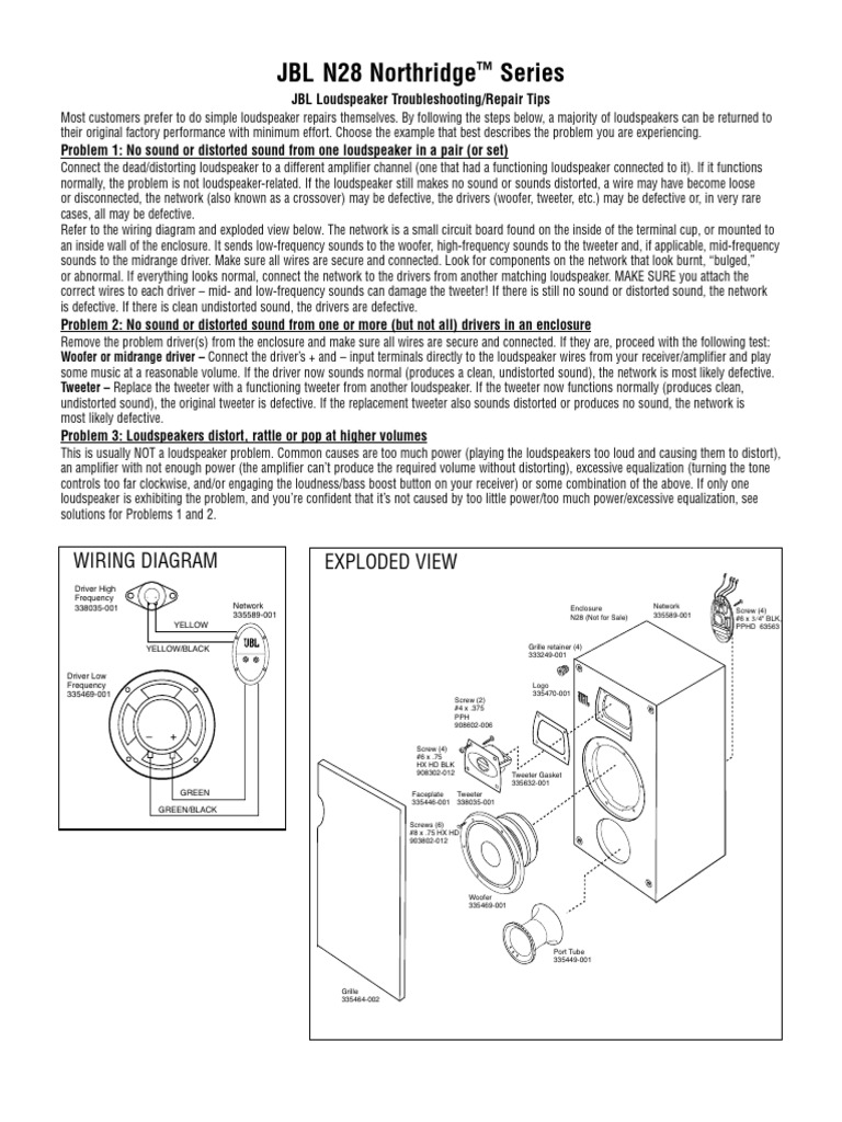 NORTHRIDGE N28 JBL Diy | PDF | Loudspeaker | Sound Production Technology