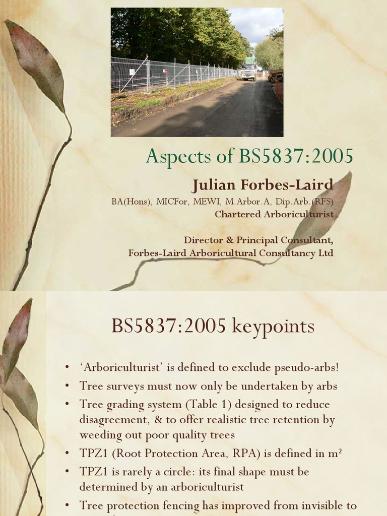 Aspects of BS5837:2005: Julian Forbes-Laird | PDF | Trees | Deep Foundation