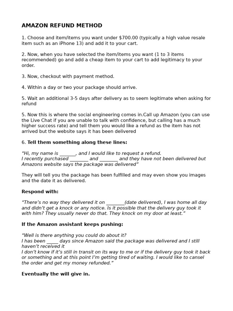 Amazon Refund Method | PDF