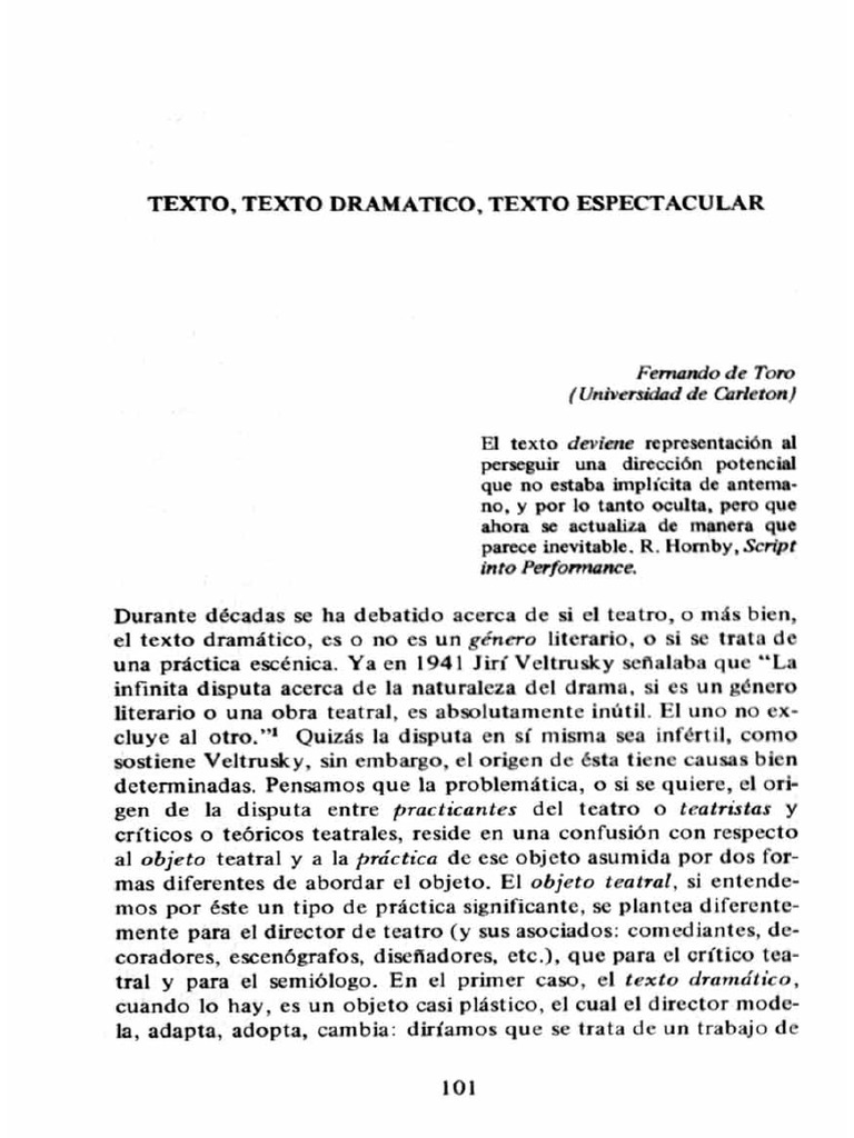 Texto, Texto Dramático, Texto Espectacular | PDF