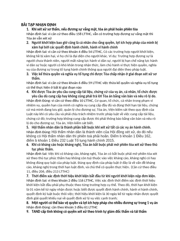 Bài Tập TTHC | PDF