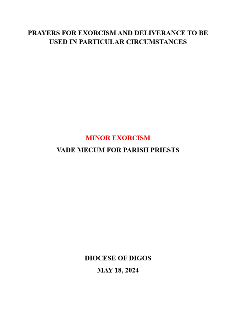 Prayers For Exorcism and Deliverance To Be Used in Particular ...
