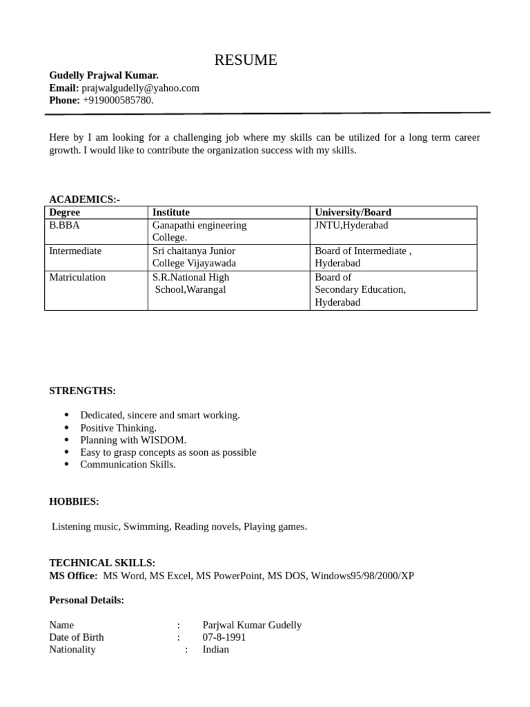 Prajwal Resume (1) | PDF