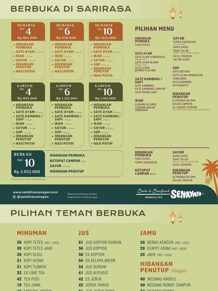 Menu Sate Seafood Senayan | PDF