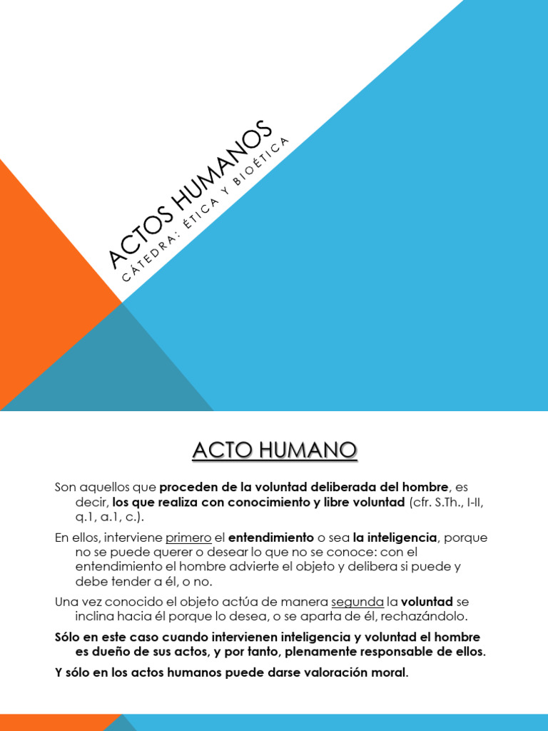 Actos Humanos: Ética y Moralidad | PDF | Moralidad | Libre albedrío