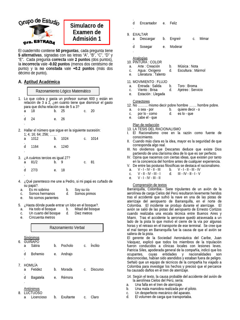 Simulacro 1 | PDF | Agua