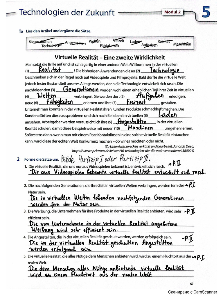 Technologien der Zukunft. Lückentext+Partizipien_AB | PDF