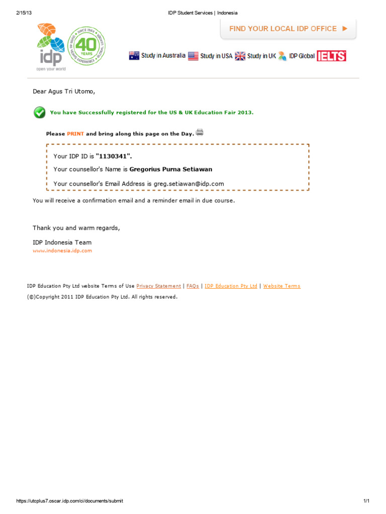 IDP Student Services | Indonesia | PDF