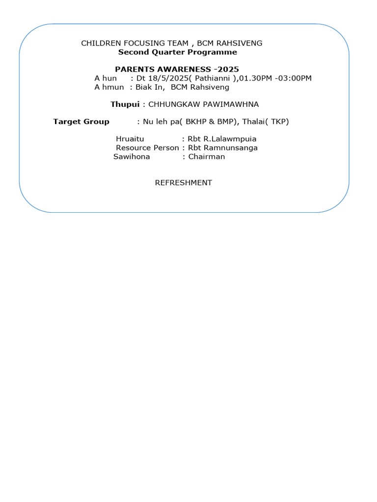 Parent Awareness Programme May 2025 | PDF