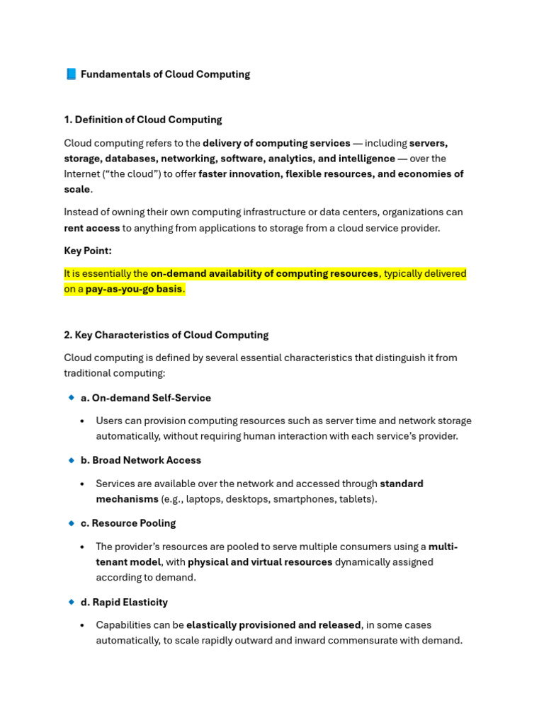 Lec1 Fundamentals of Cloud Computing | PDF | Cloud Computing | Scalability