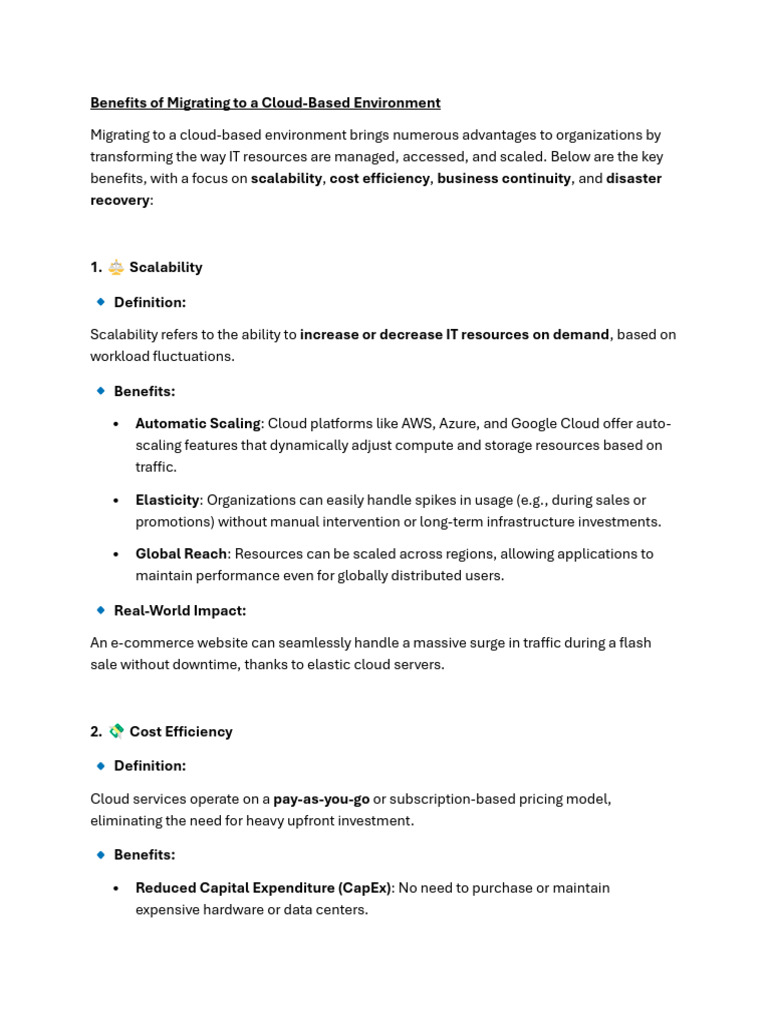 Lec5 Benefits of Migrating To Cloud | PDF | Cloud Computing | Scalability