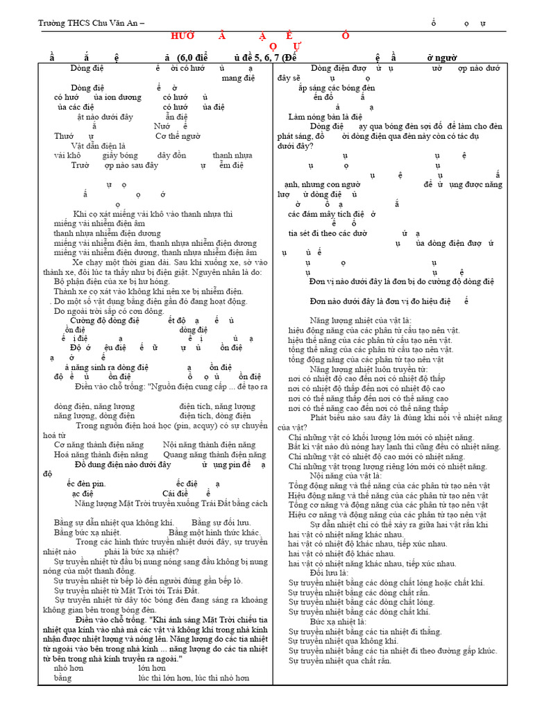 KHTN 8 de Cuong On Tap 2023 2024 - 9420249 | PDF