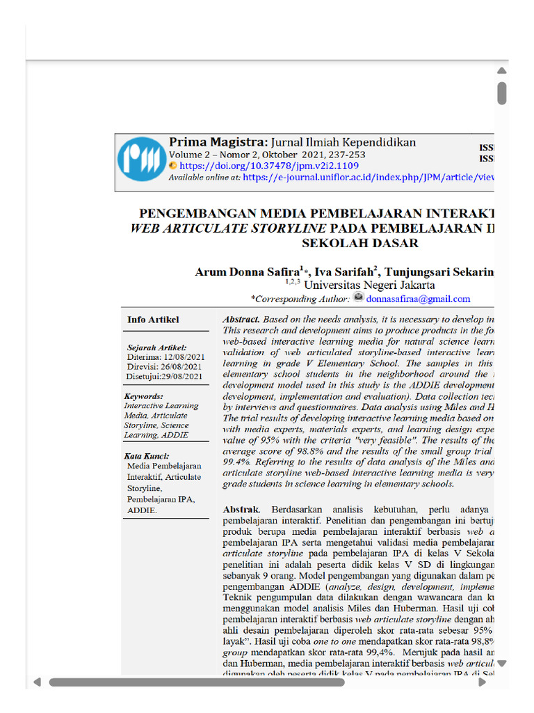 PENGEMBANGAN MEDIA PEMBELAJARAN INTERAKTIF BERBASIS WEB ARTICULATE STORYLINE PADA PEMBELAJARAN ...