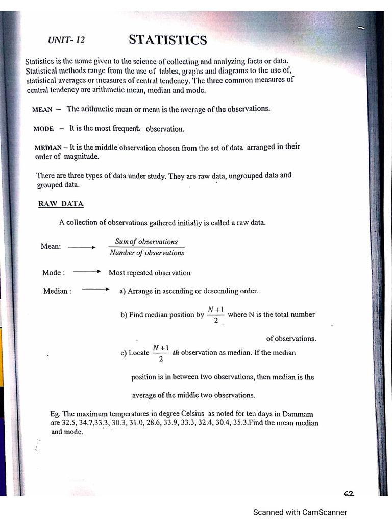 Statistics Notes | PDF