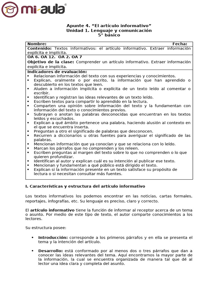 APUNTE_5._EL_ARTICULO_INFORMATIVO_151749_20240328_20230608_125426 | PDF ...