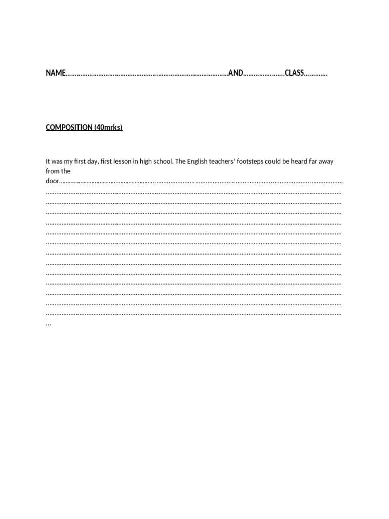 First Day of High School Composition | PDF