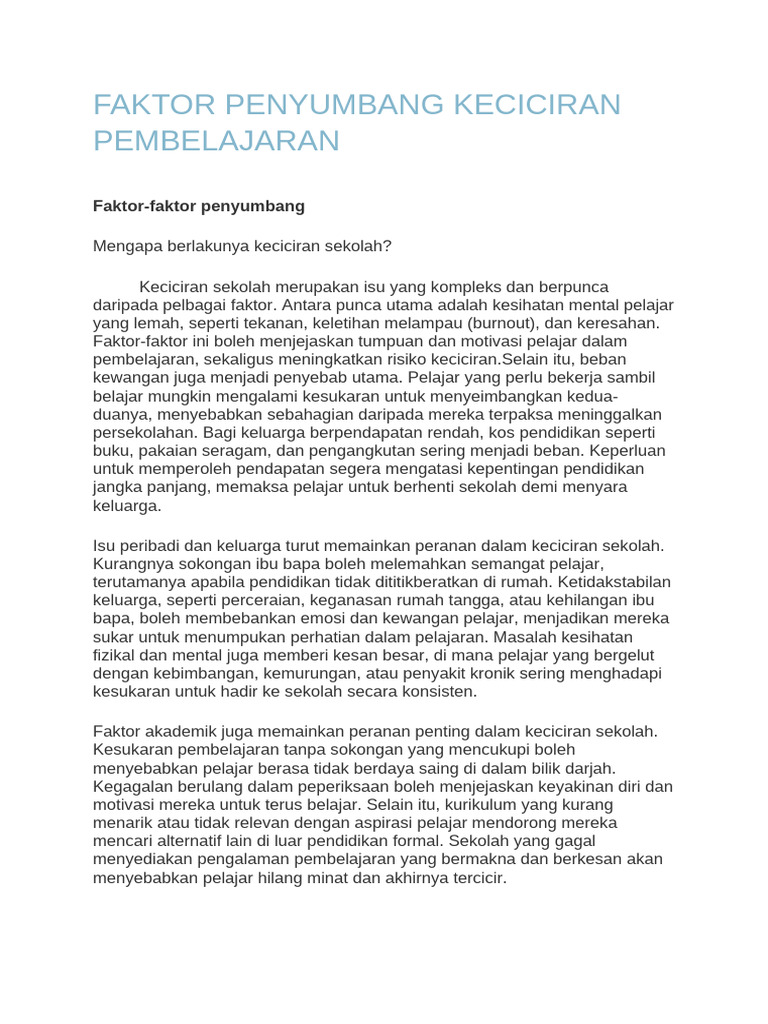 Faktor Cicir Pembelajran | PDF