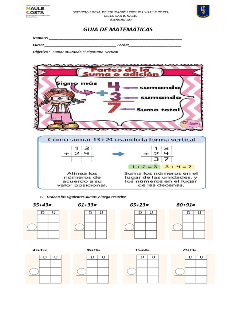 Guia Suma Vertical | PDF