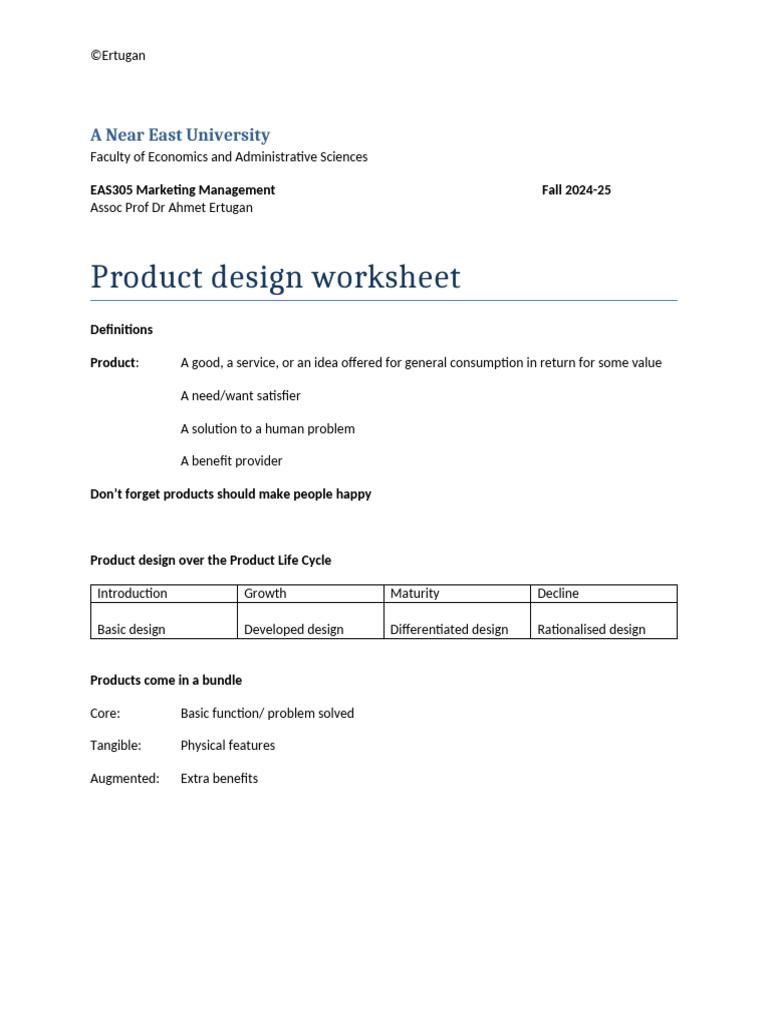 Product Design Worksheet | PDF | Toys
