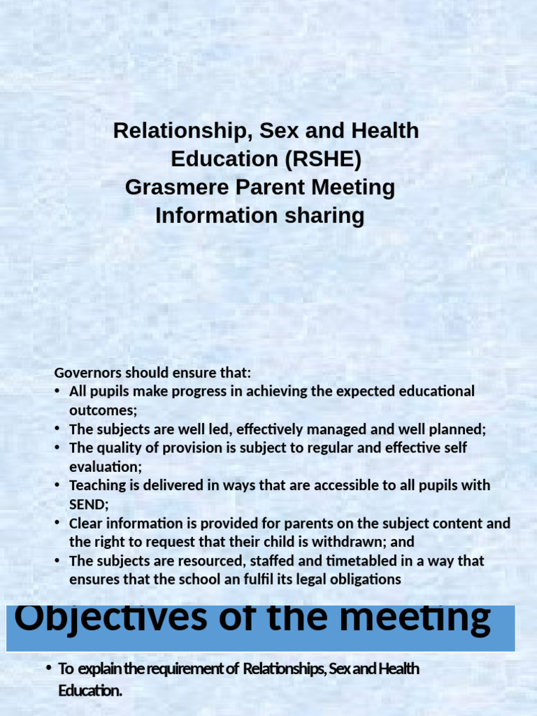 RSE Presentation For Parents Yr 5 and 6 | PDF | Sex Education | Teachers