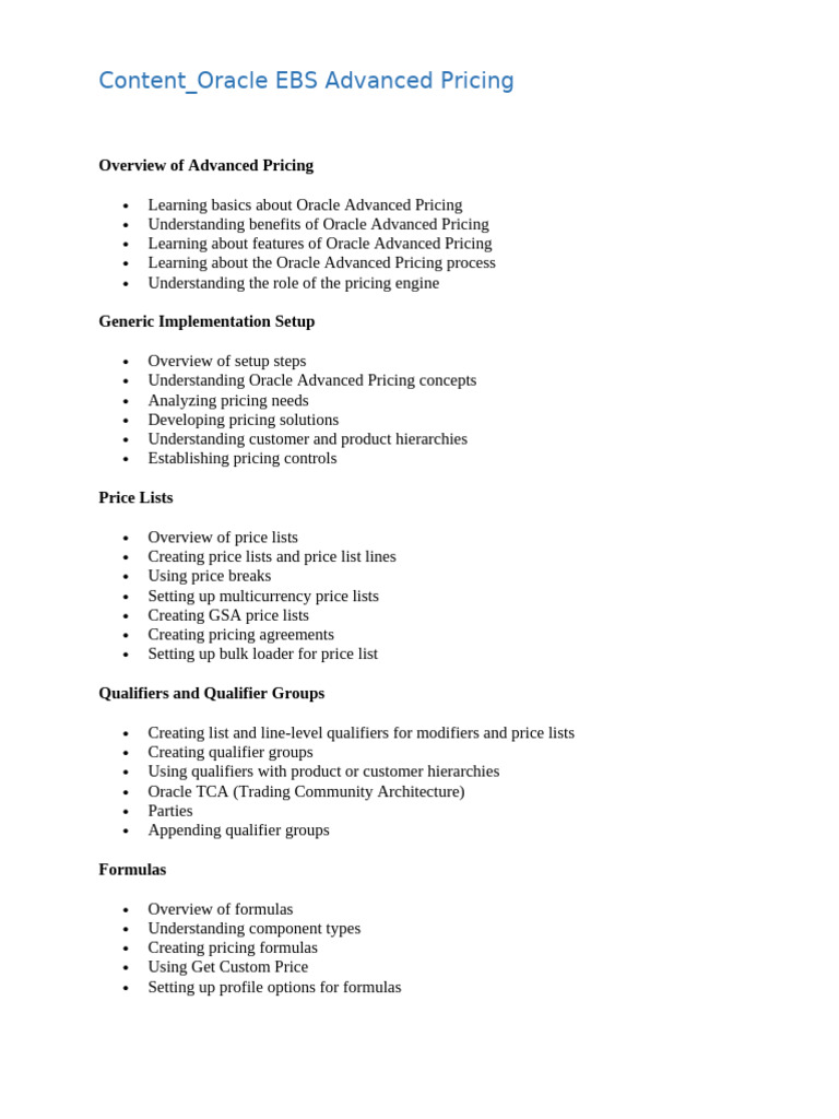 Content - Oracle EBS Advanced Pricing | PDF | Software | Computer Programming