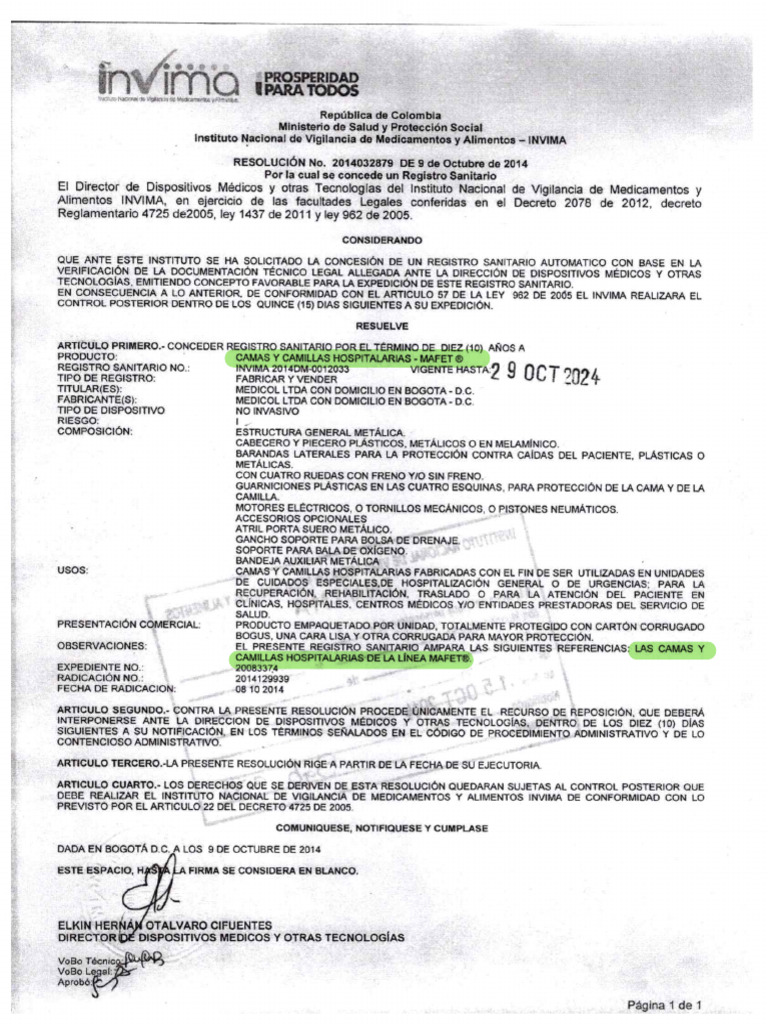 Registro Sanitario - Mafet | PDF